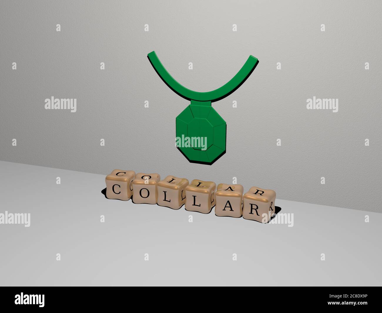 3D illustration of COLLAR graphics and text made by metallic dice ...