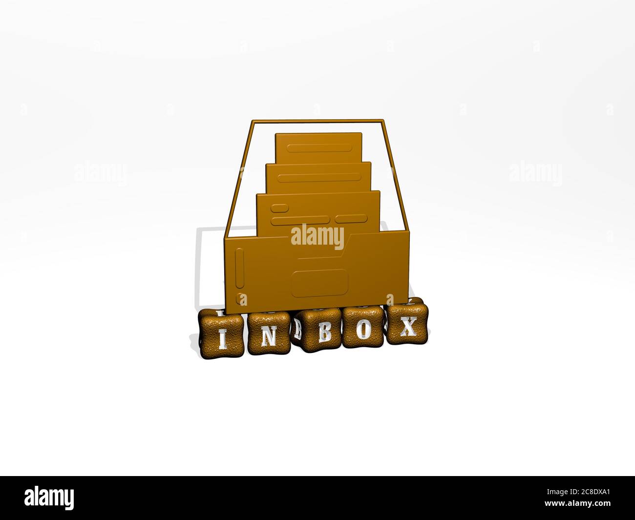 3D representation of INBOX with icon on the wall and text arranged by ...