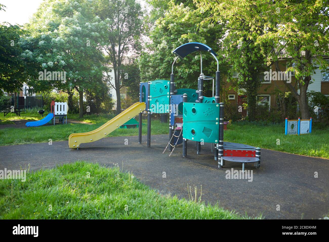 UK, England, London, Slide in empty playground Stock Photo - Alamy