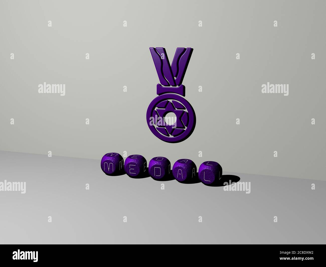 3D illustration of medal graphics and text made by metallic dice ...