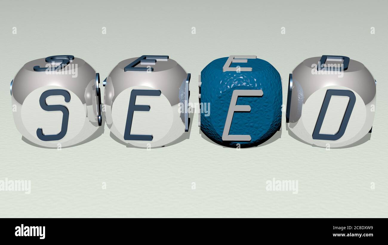 combination of seed built by cubic letters from the top perspective ...