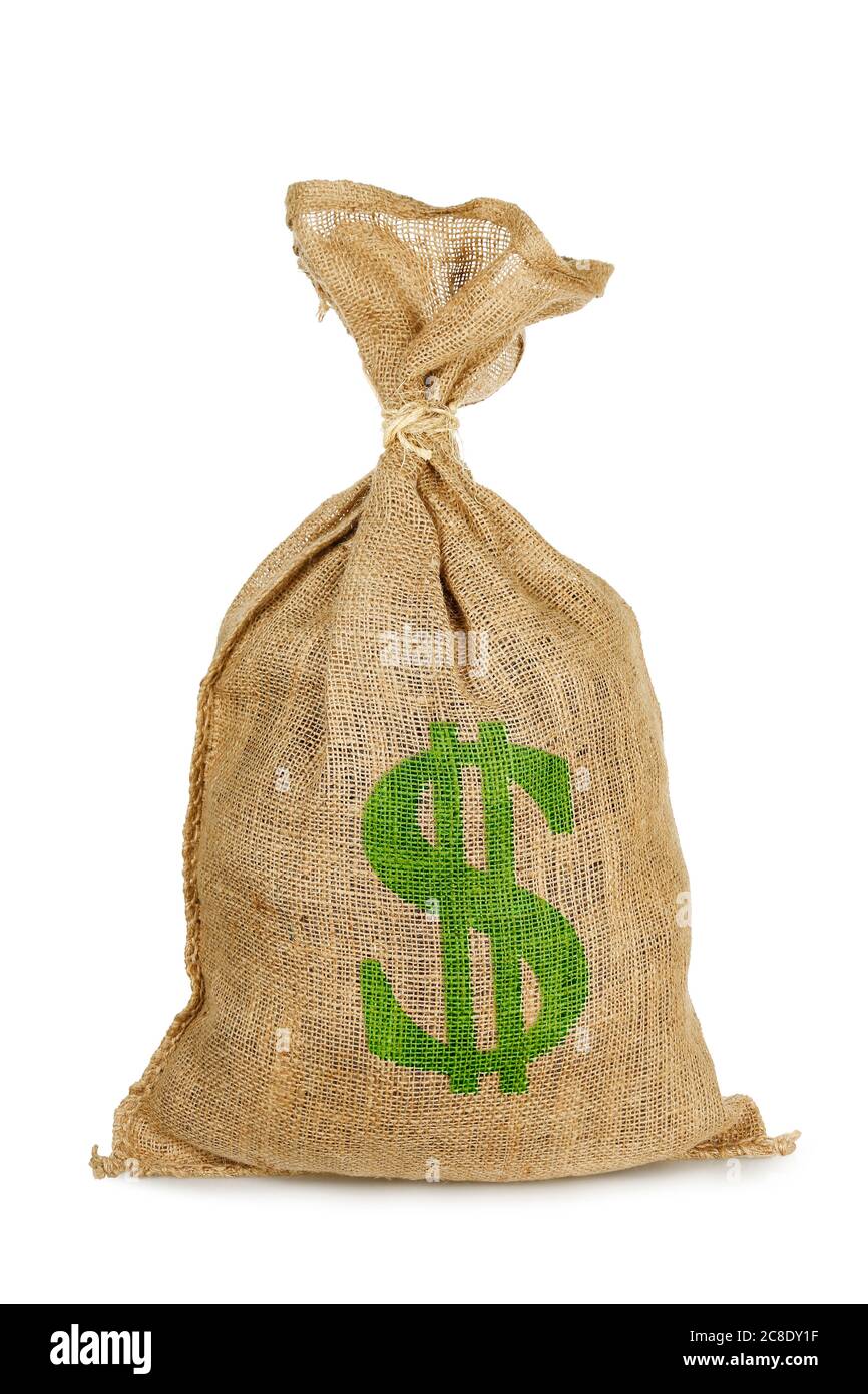 money sack with dollar sign isolated on white Stock Photo - Alamy