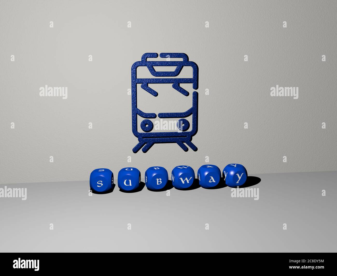 3D representation of subway with icon on the wall and text arranged by ...