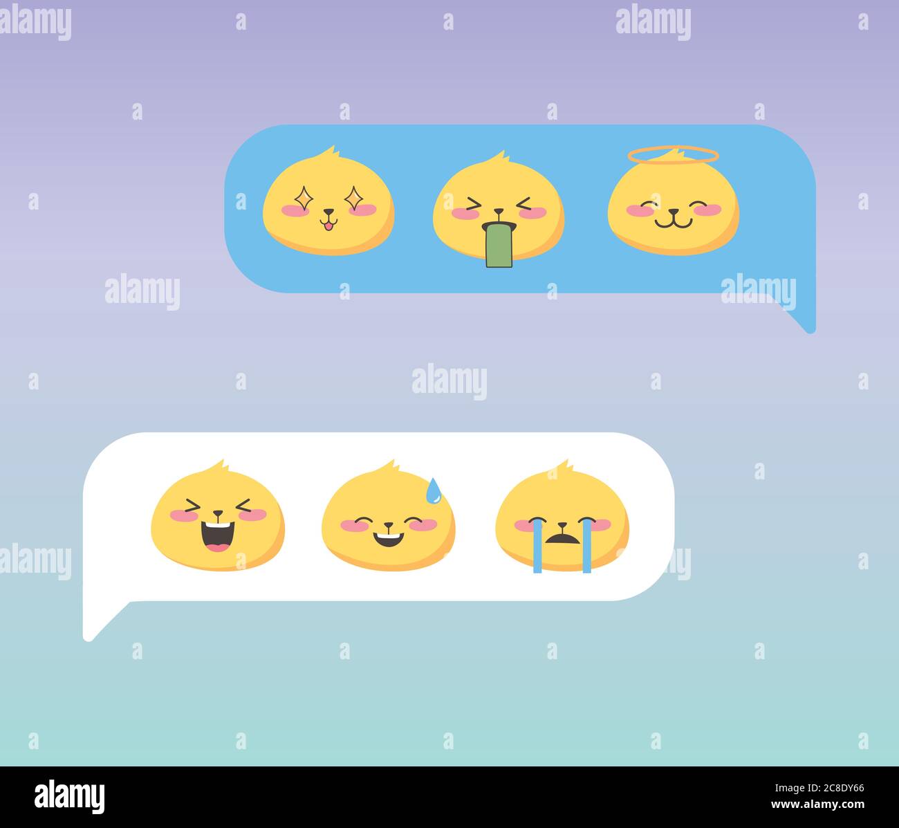 social media chat emoji expresions facial cartoon app vector ...