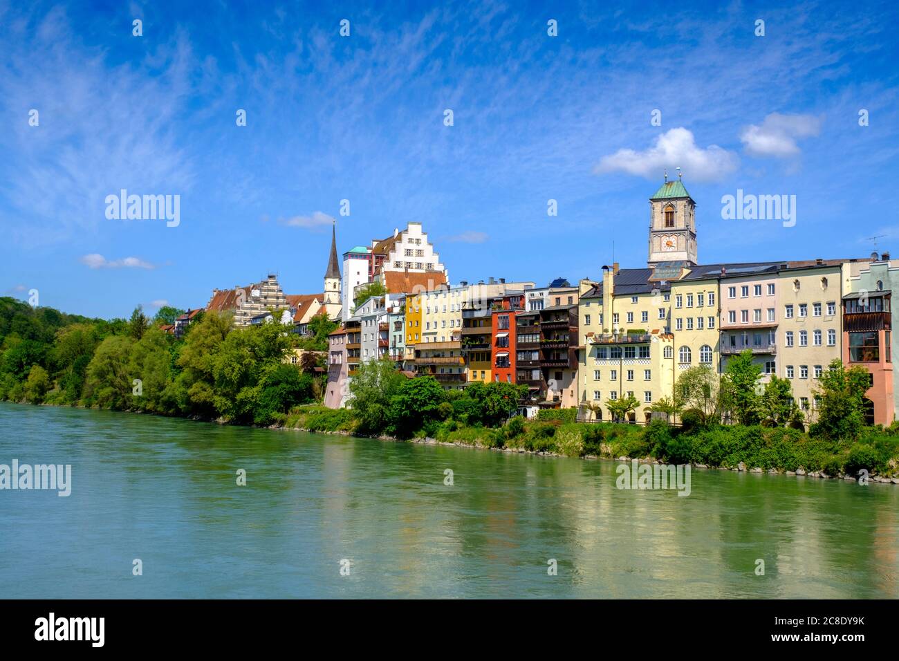 Germany, Bavaria, Upper Bavaria, Wasserburg am Inn, View of old town ...