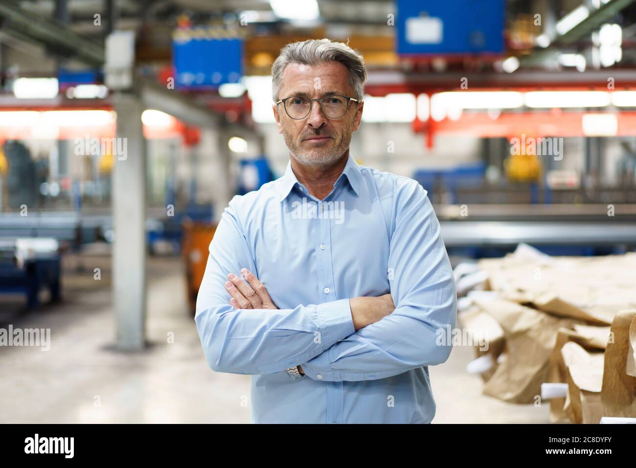 Portrait of a confident mature businessman in a factory Stock Photo - Alamy