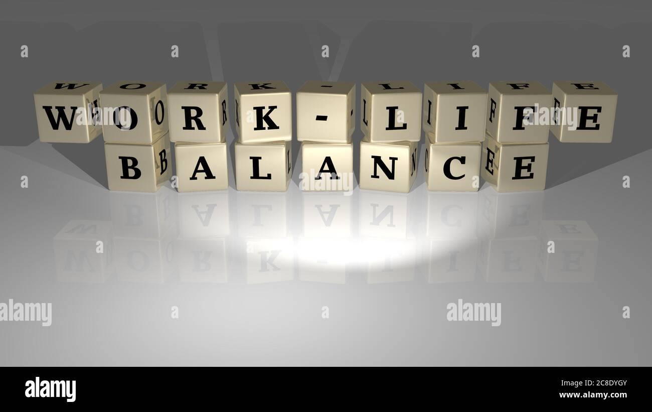 3D representation of WORK-LIFE BALANCE with icon on the wall and text ...
