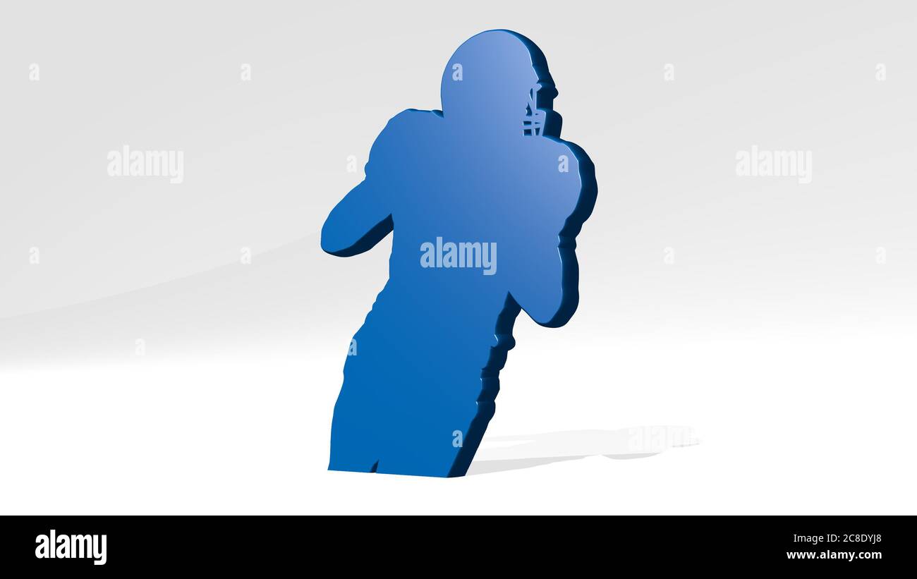 American football player from a perspective with the shadow. A thick ...