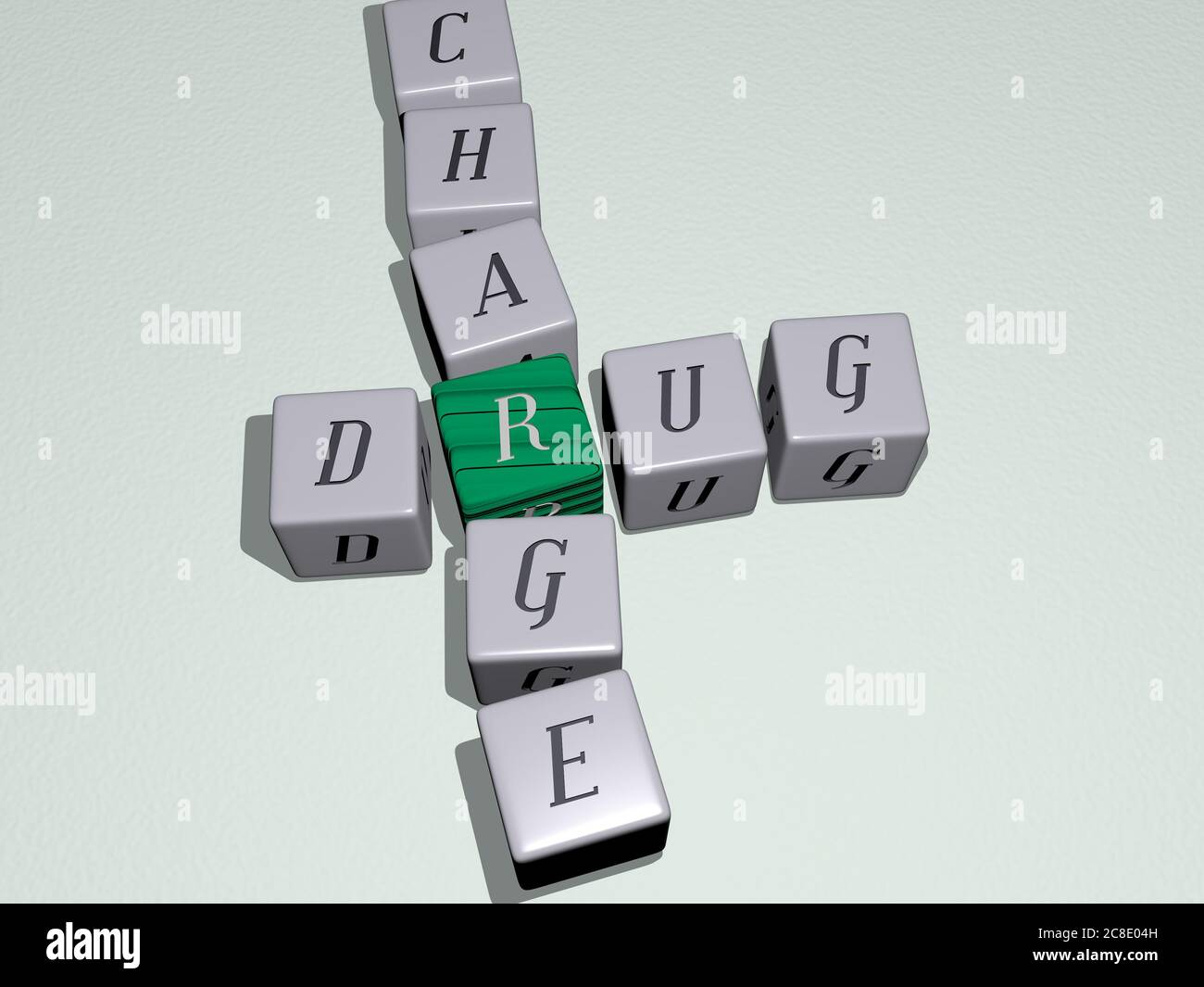 combination of DRUG CHARGE built by cubic letters from the top ...