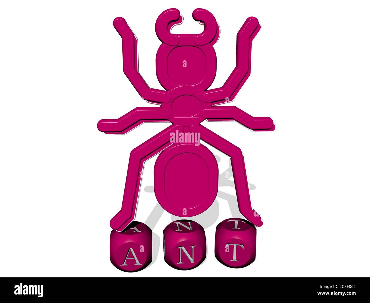 3D representation of ant with icon on the wall and text arranged by ...
