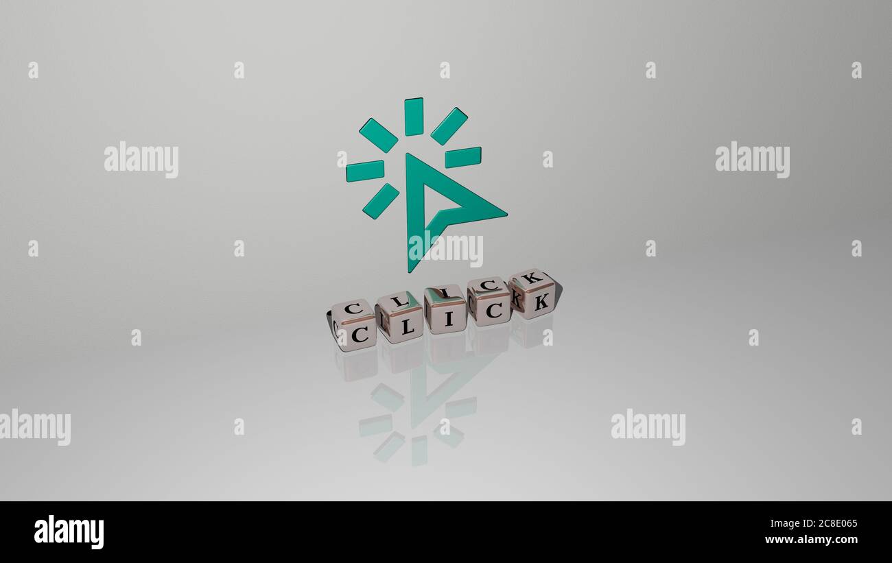 3D graphical image of click vertically along with text built by ...