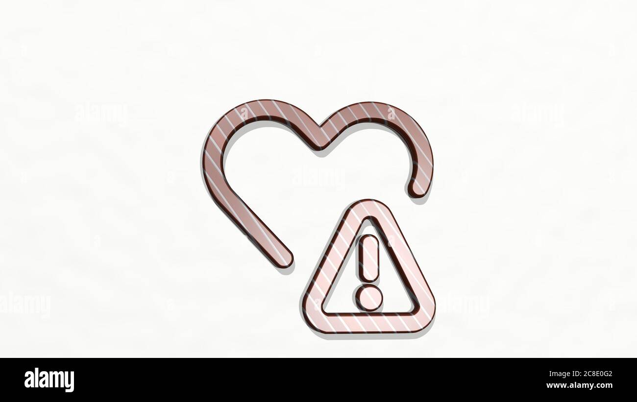 love it warning made by 3D illustration of a shiny metallic sculpture ...