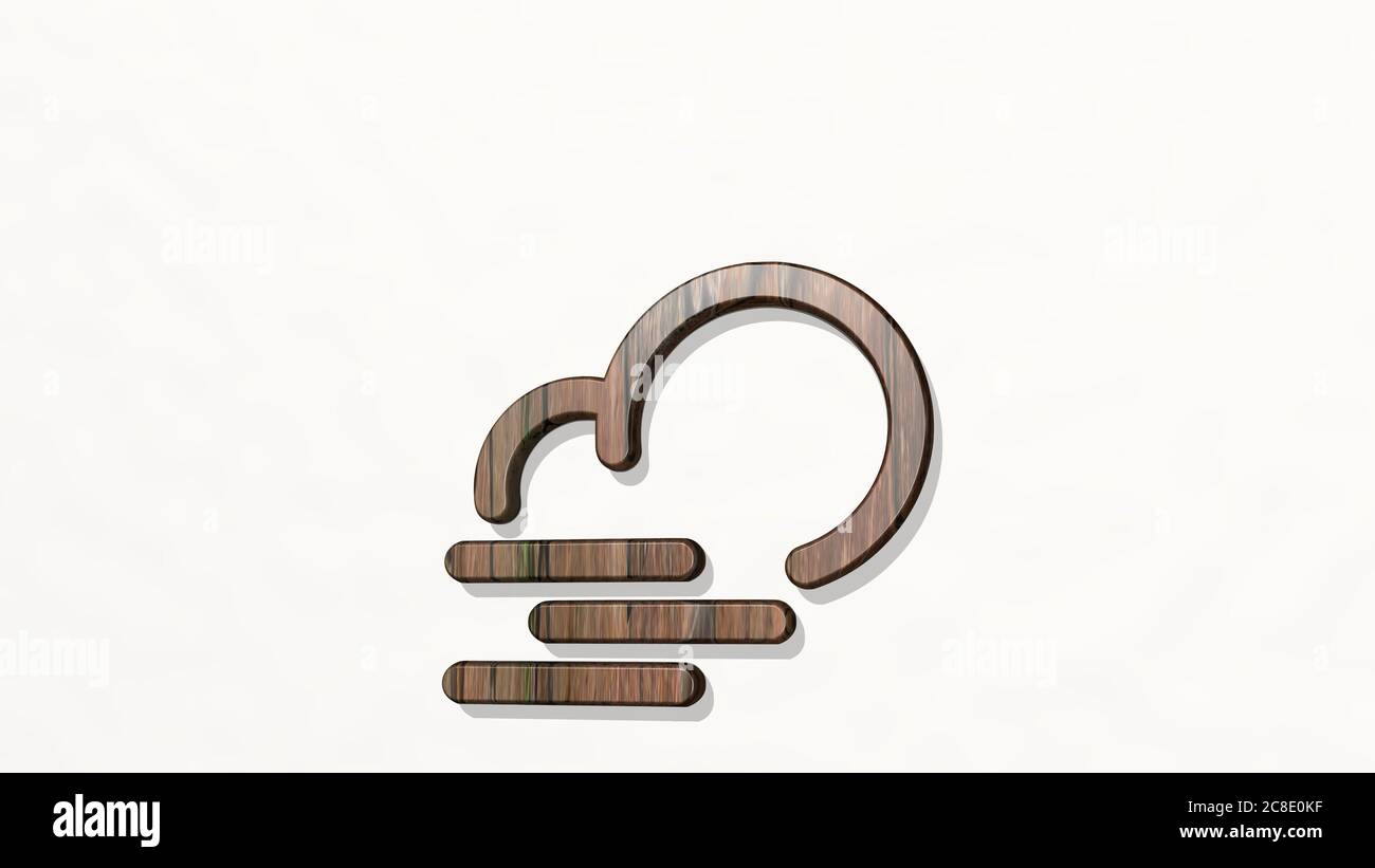 weather cloud wind made by 3D illustration of a shiny metallic ...