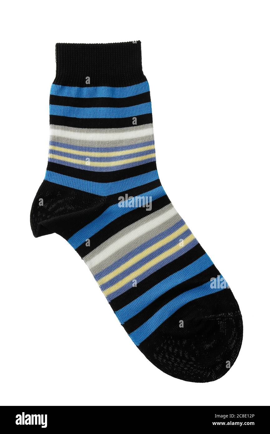 striped sock isolated on white Stock Photo - Alamy