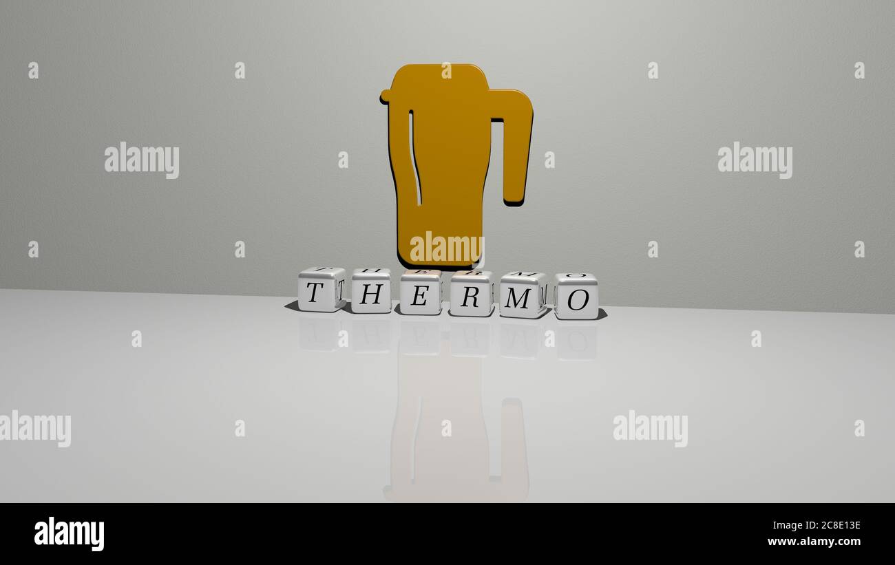 3D representation of THERMO with icon on the wall and text arranged by ...