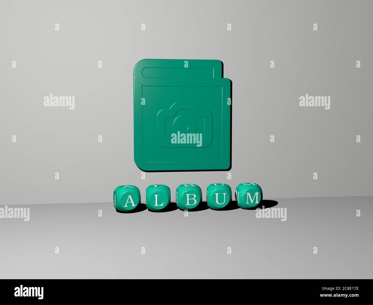 3D illustration of ALBUM graphics and text made by metallic dice ...