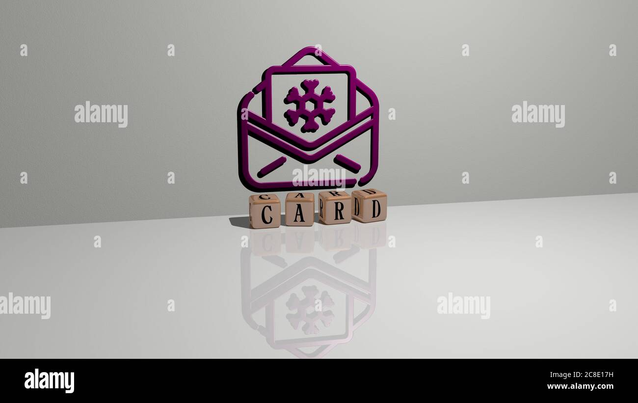 3D graphical image of card vertically along with text built by metallic ...