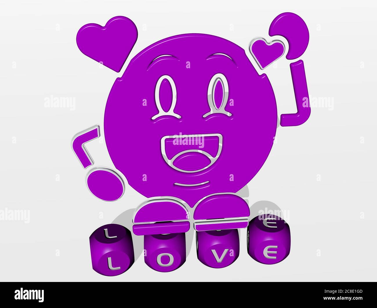 3D graphical image of love vertically along with text built by metallic ...