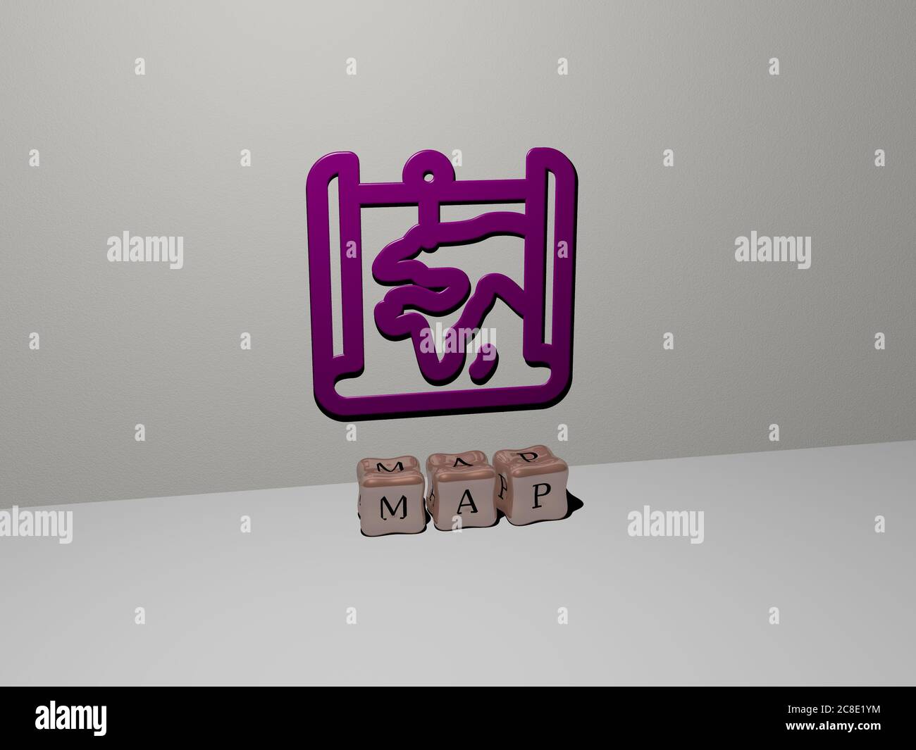 3D graphical image of MAP vertically along with text built by metallic ...