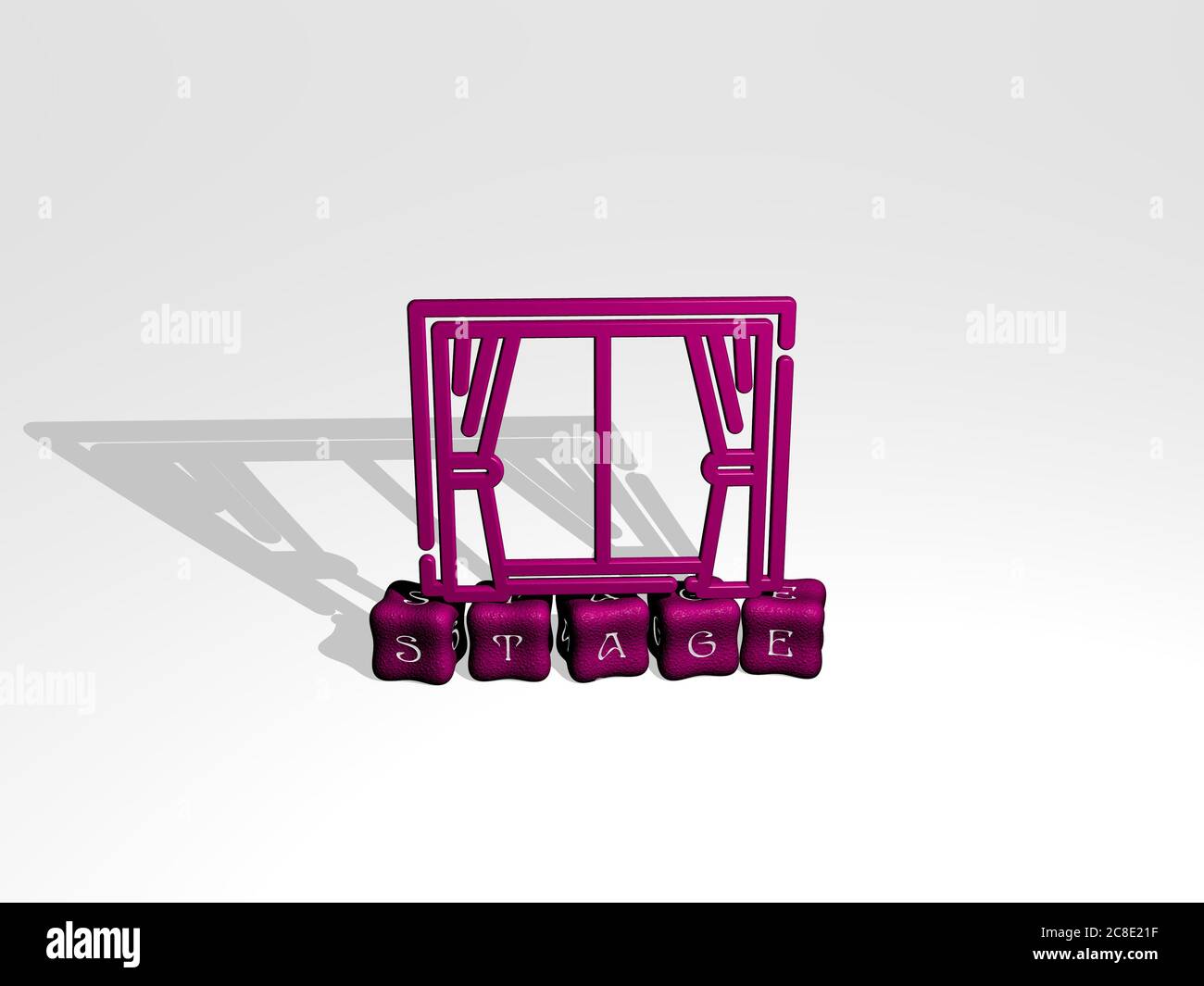 3D illustration of STAGE graphics and text made by metallic dice ...