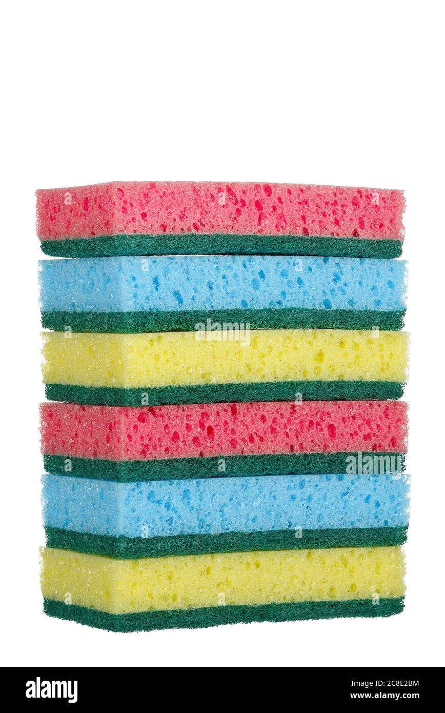 stack of colorful sponges on white Stock Photo - Alamy
