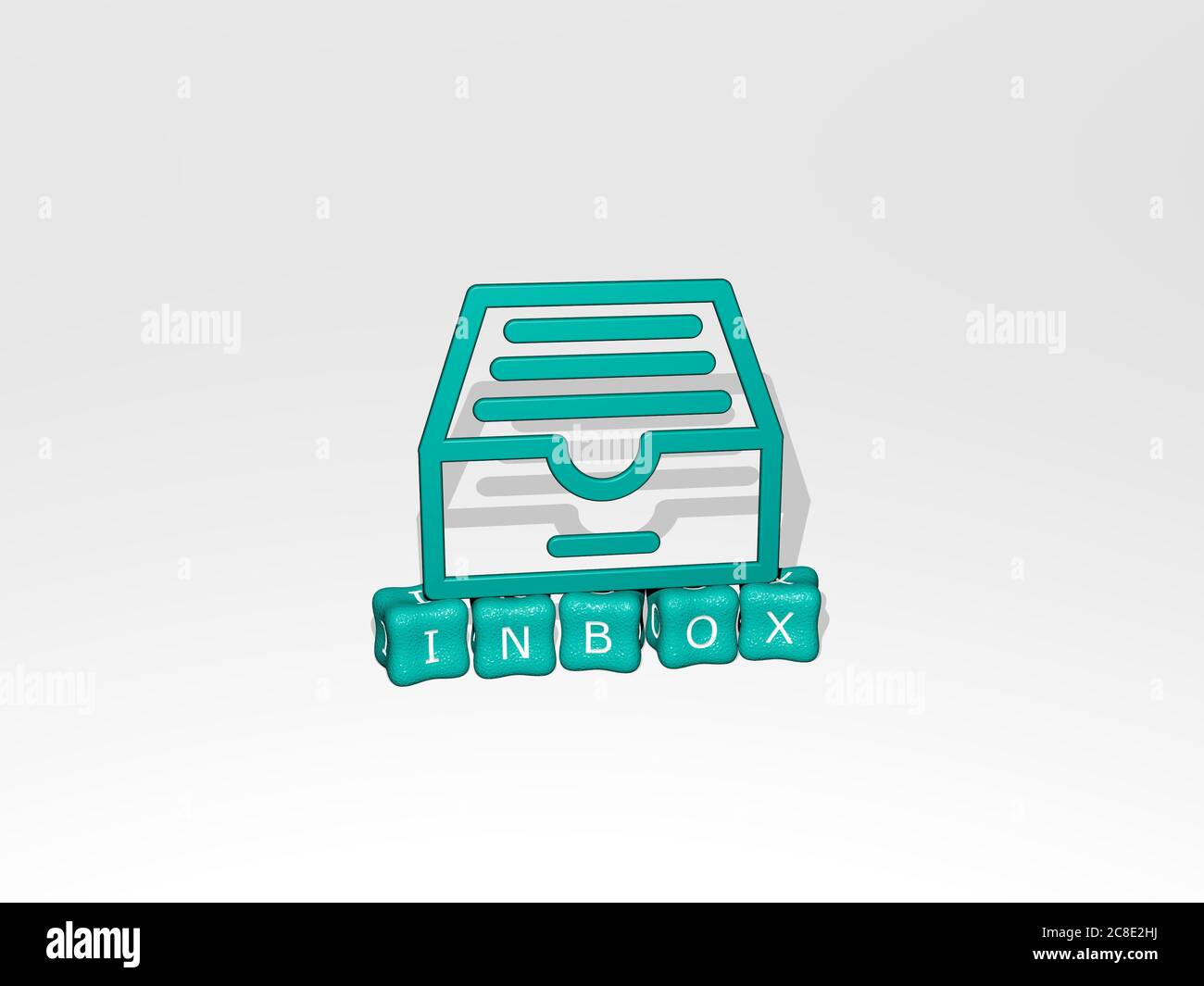 3D graphical image of inbox vertically along with text built by ...