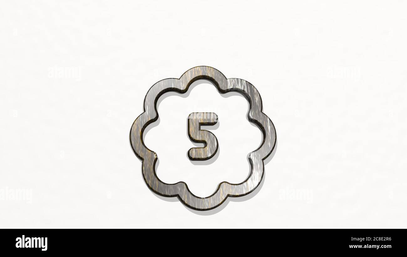 GAMING made by 3D illustration of a shiny metallic sculpture on a wall ...