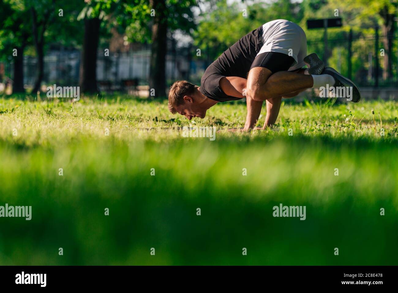 Bakasana crane pose yoga arm hi-res stock photography and images - Alamy