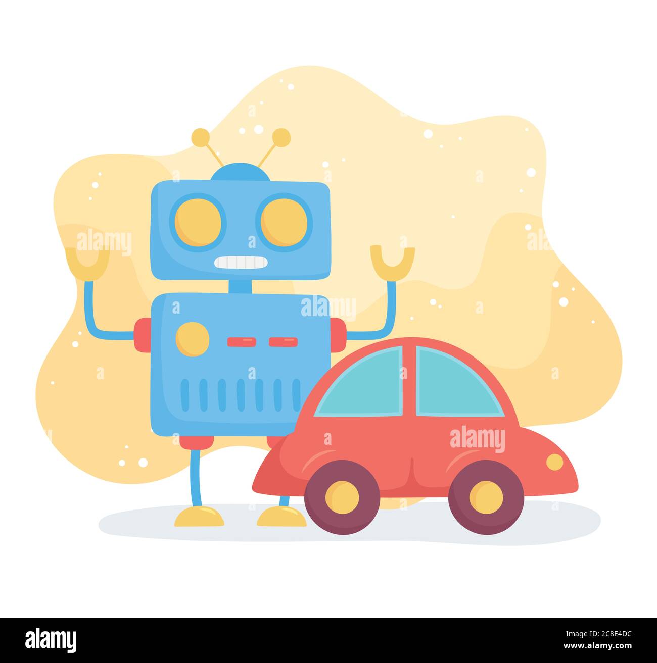toys object for small kids to play cartoon robot and car vector ...