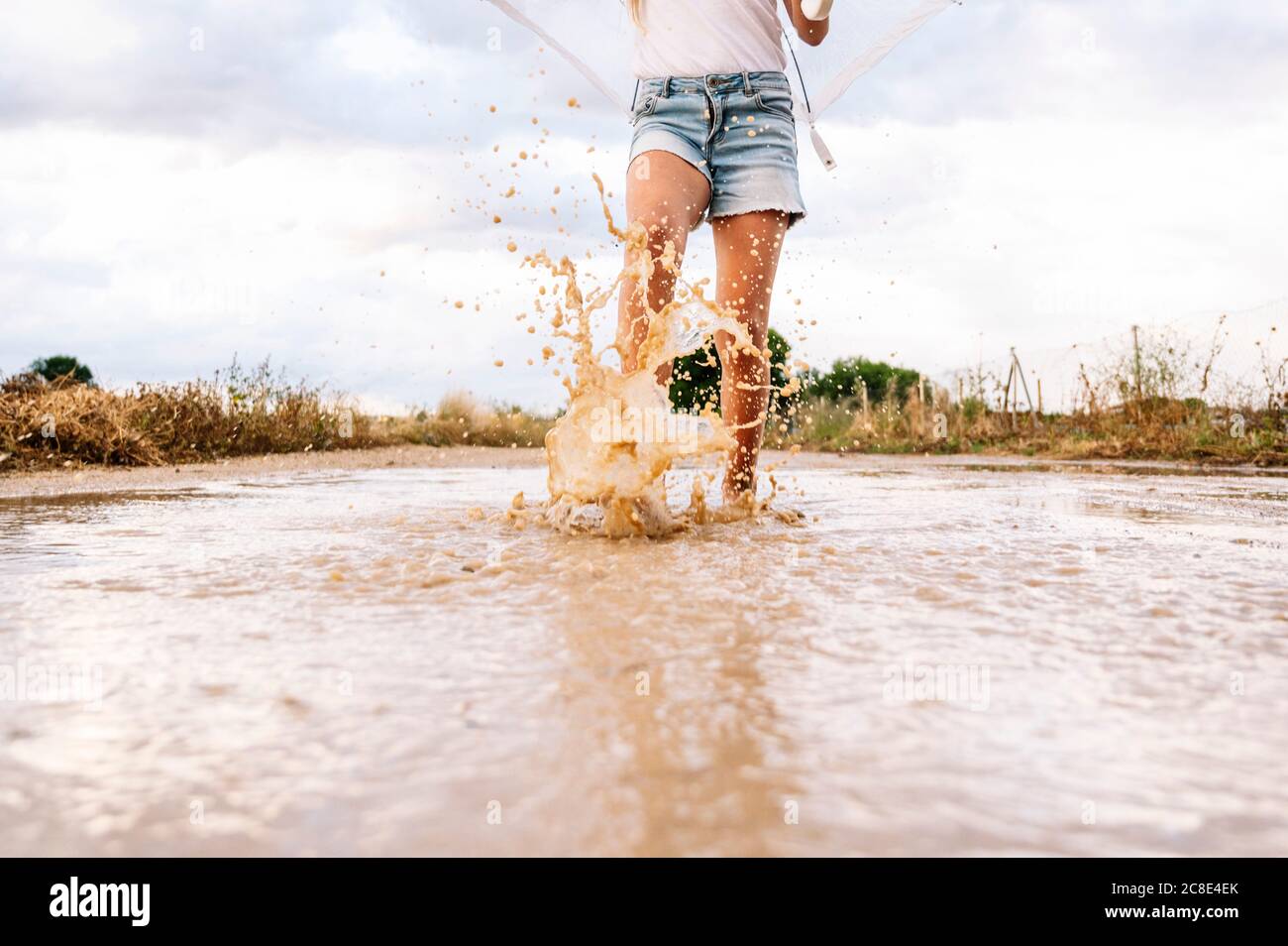 Girl in denim shorts hi-res stock photography and images - Alamy