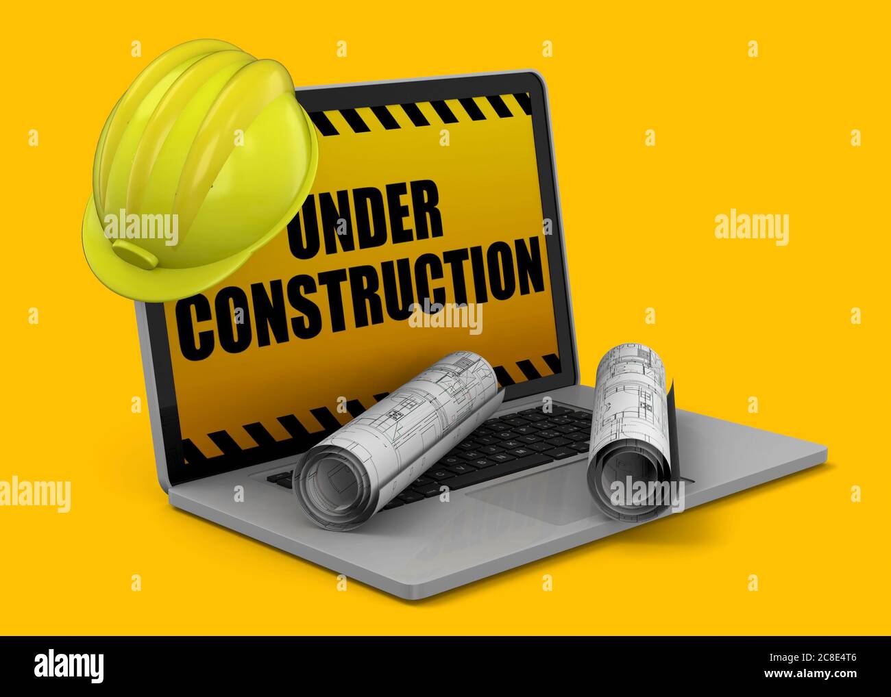 Computer Under Construction - 3D Stock Photo - Alamy