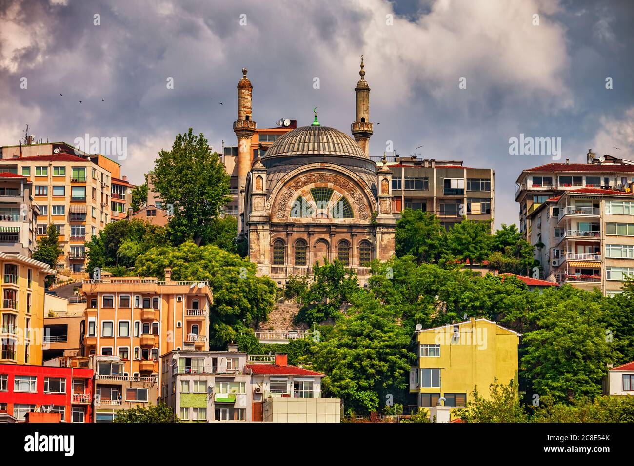 Turkey, Istanbul, Cihangir Mosque and houses in Beyoglu district Stock ...