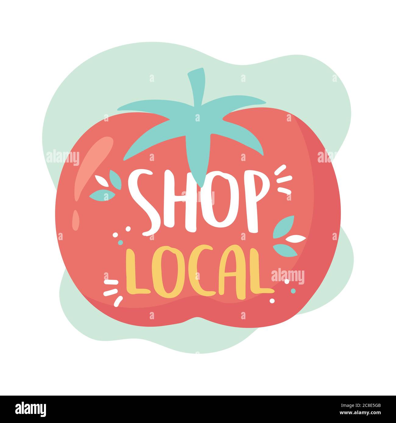 support local business, shop small market harvest tomato vector ...