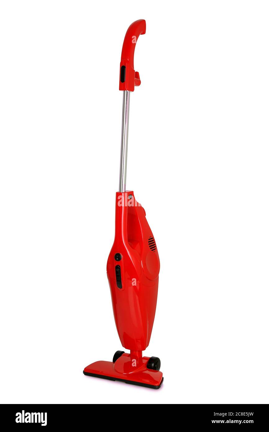 red vacuum cleaner isolated on white Stock Photo - Alamy