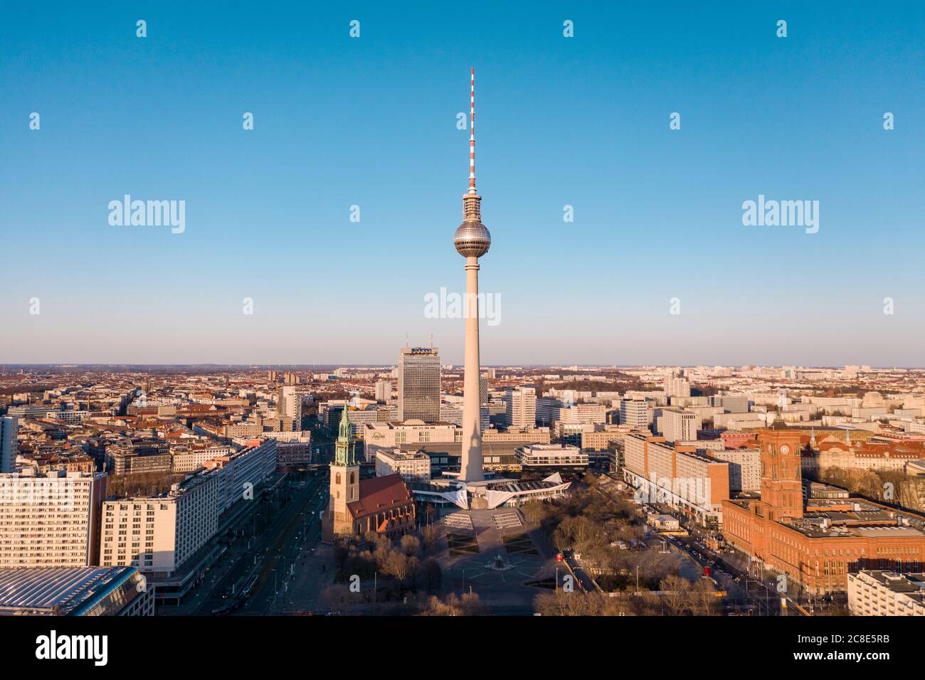 Aerial view of fernsehturm berlin and alexanderplatz hi-res stock photography and images - Alamy