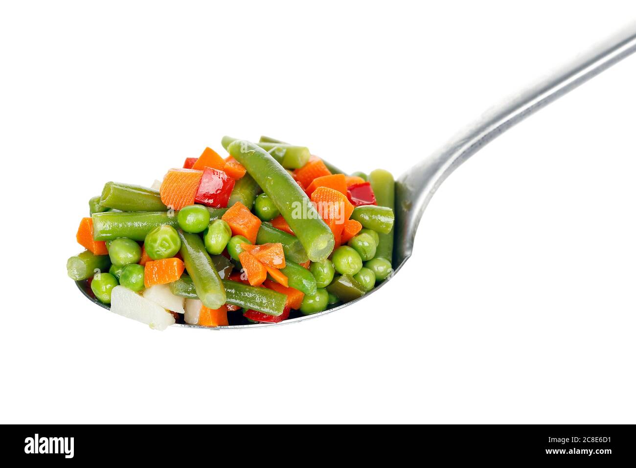 ladle of cooked vegetables isolated on white Stock Photo - Alamy