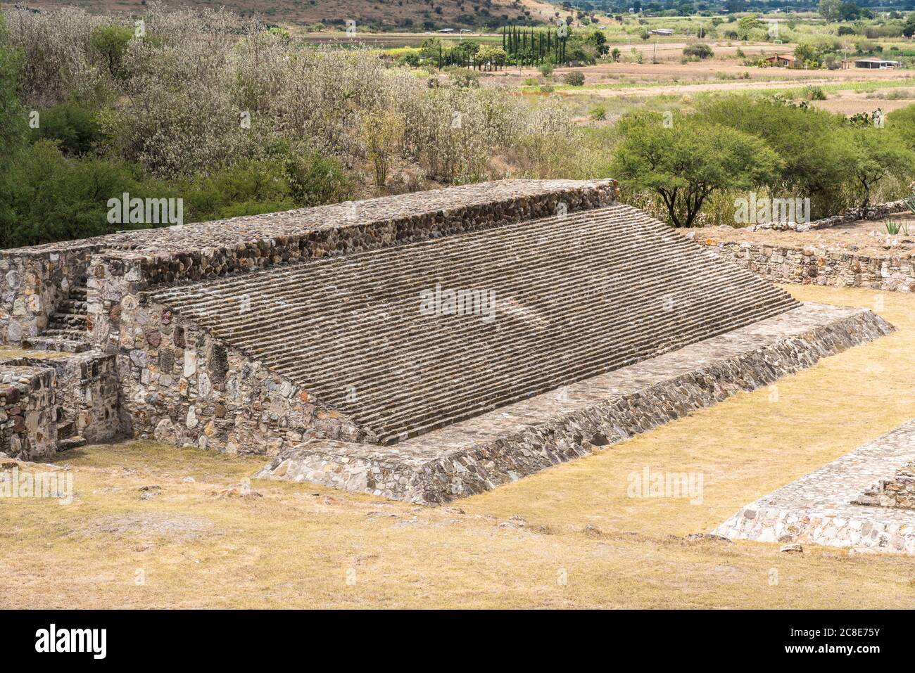 The ball court in the ruins of the pre-Hispanic Zapotec city of Dainzu ...