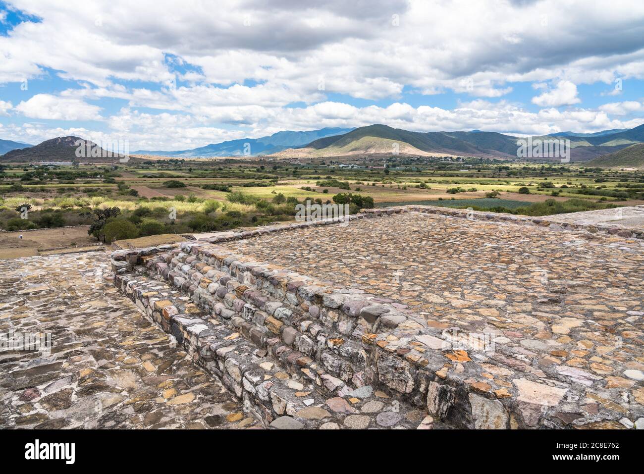 Building A in the ruins of the pre-Hispanic Zapotec city of Dainzu in ...
