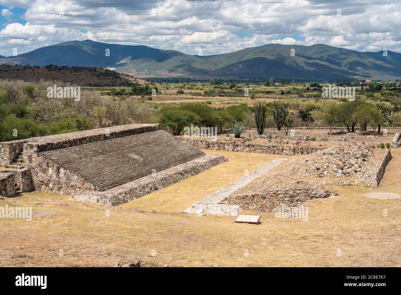 The ball court in the ruins of the pre-Hispanic Zapotec city of Dainzu ...
