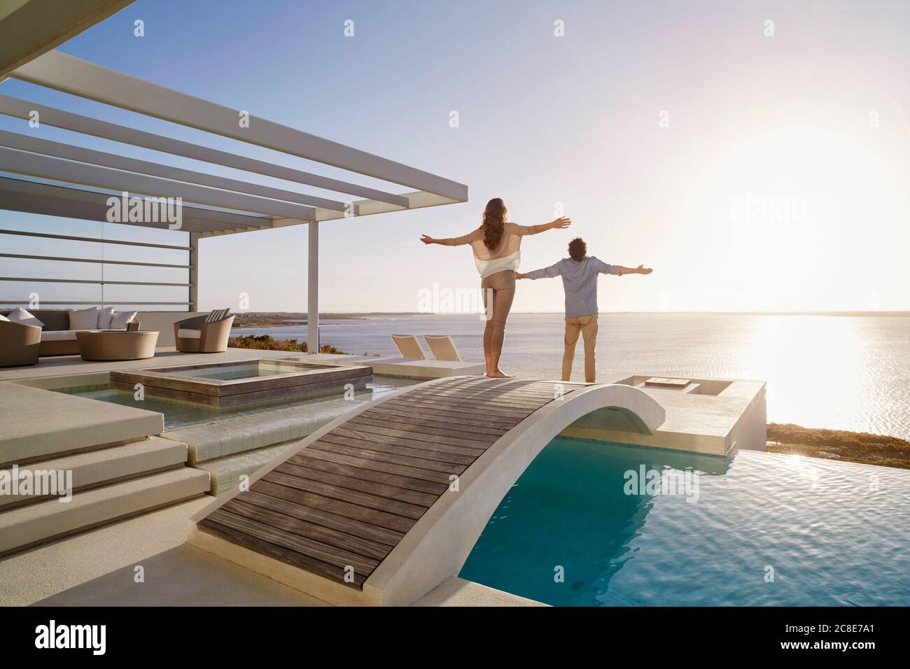 Bridge to the swimming pool hi-res stock photography and images - Alamy