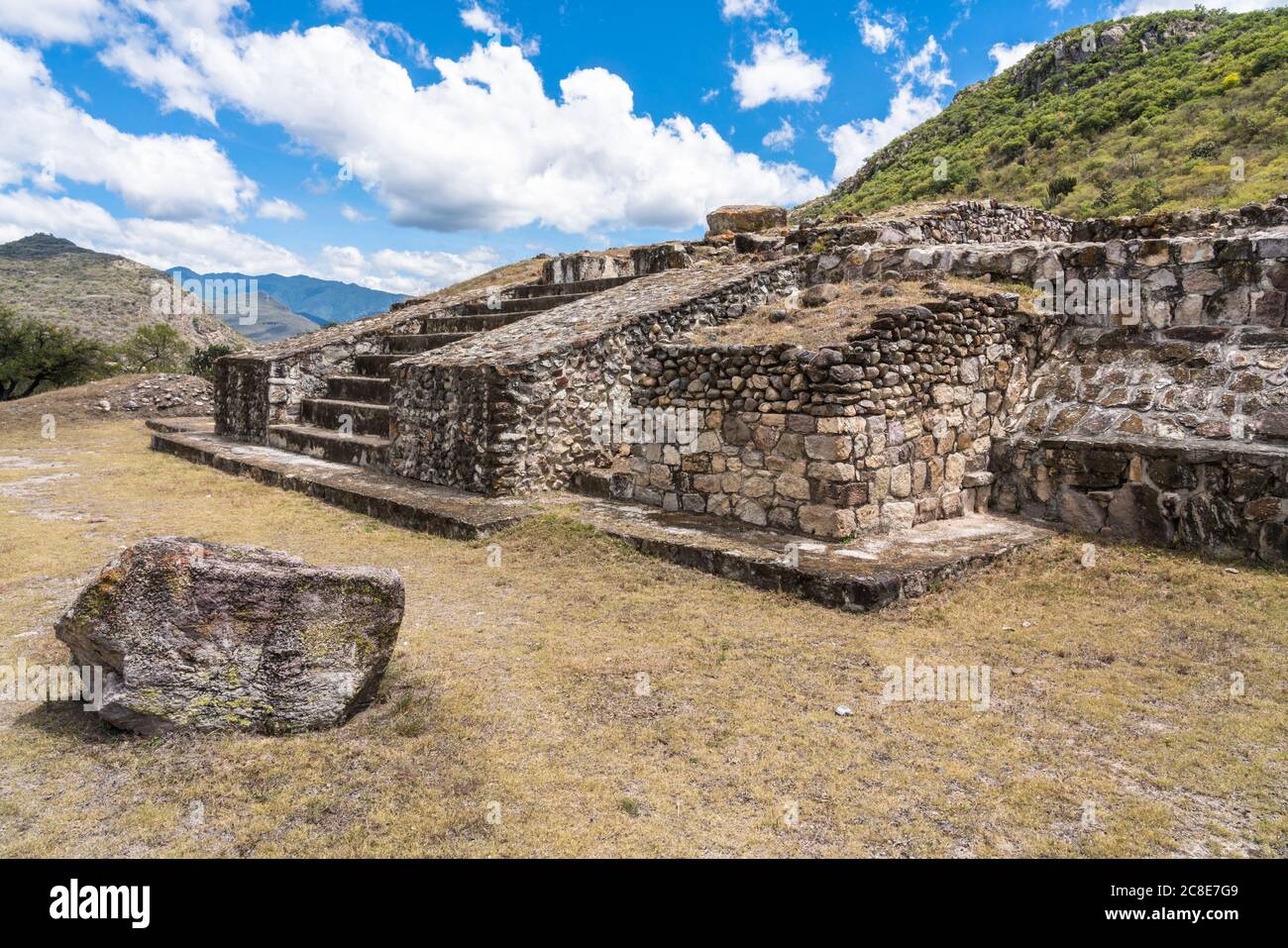 Building B in the ruins of the pre-Hispanic Zapotec city of Dainzu in ...