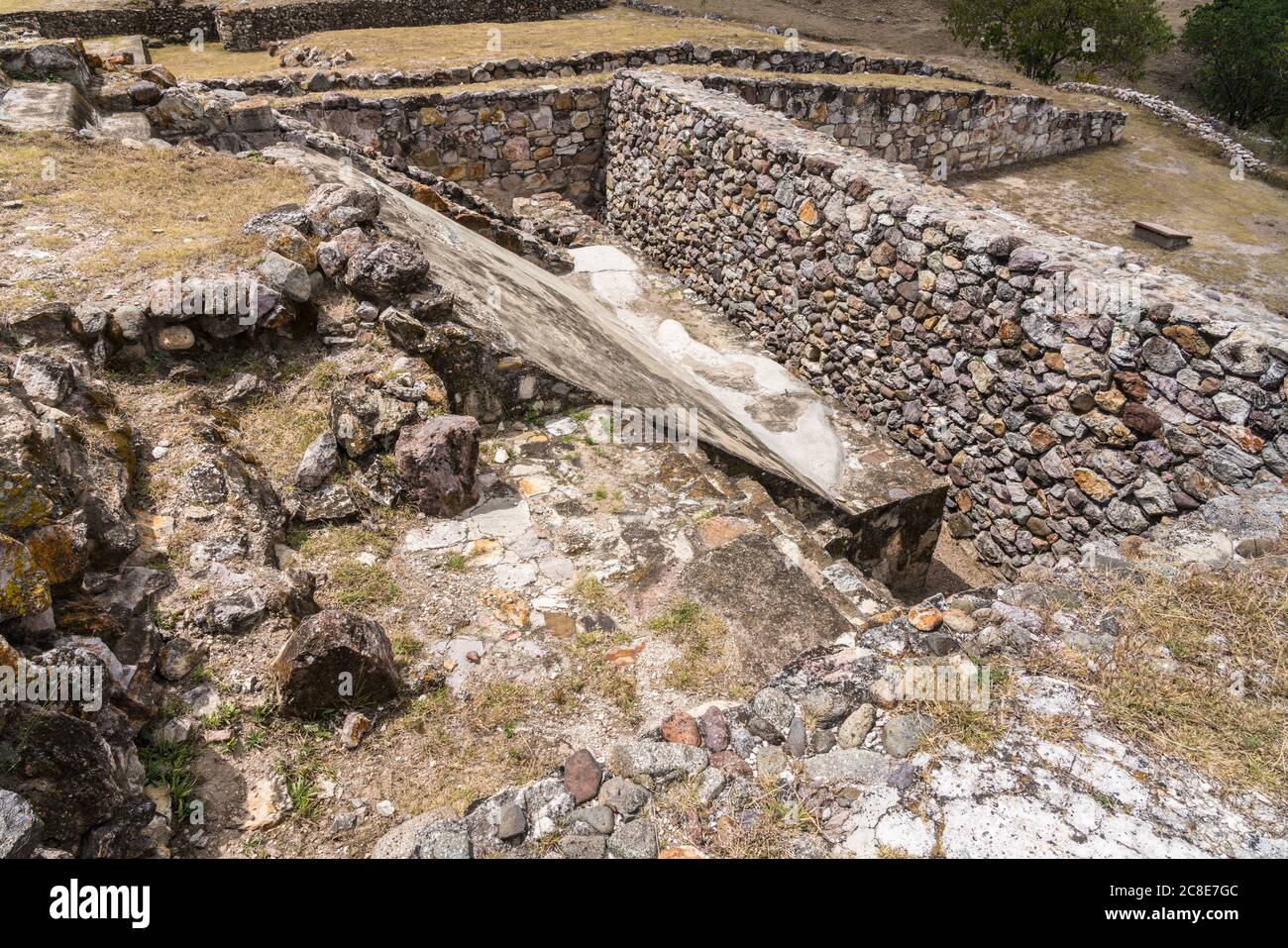 An interior room in Building B in the ruins of the pre-Hispanic Zapotec ...
