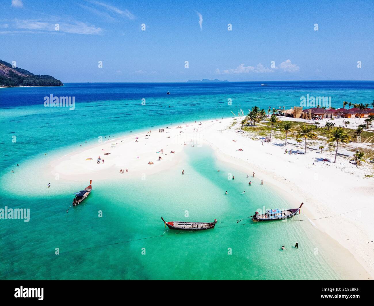 Thailand, Satun Province, Ko Lipe, Aerial view of people relaxing on ...