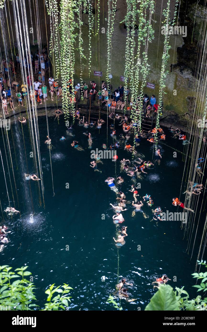 The Ik Kil Cenote near Chichen Itza at the Yucatan Peninsula in Mexico ...