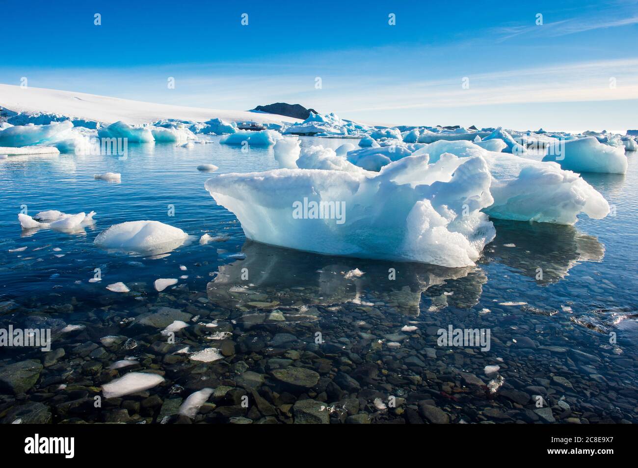 Ice floating along shore of Hope Bay Stock Photo - Alamy