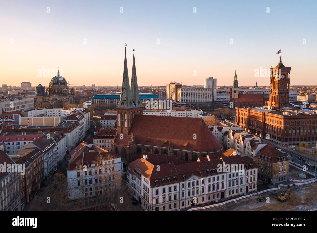 Germany, Berlin, Aerial view of Saint Nicholas Church and surrounding ...