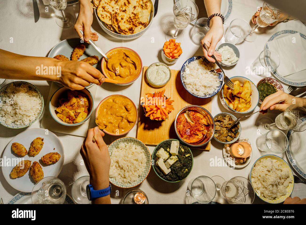 Dining Table With Indian Food Traditional Indian Food On Dinner Table"