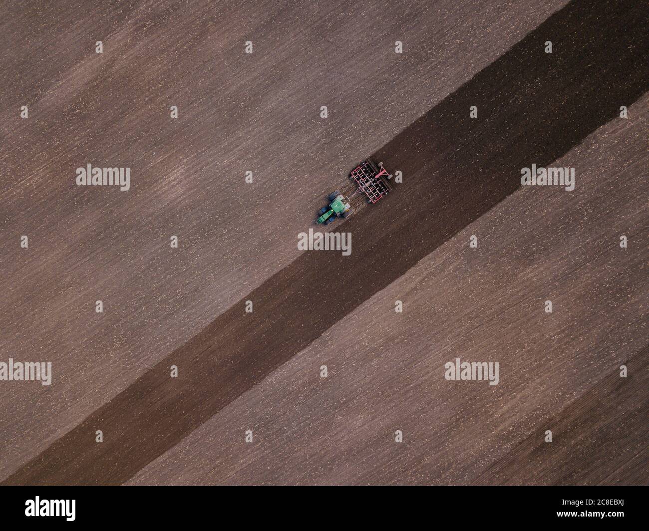 Overhead tractor ploughing hi-res stock photography and images - Alamy
