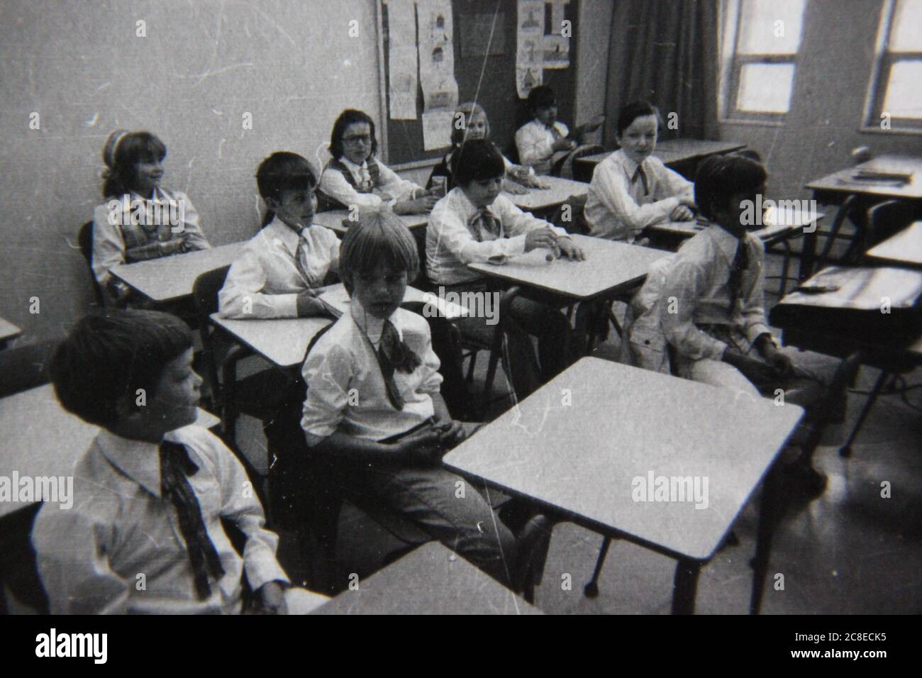 Fine 70s vintage black and white lifestyle photography of an elementary ...