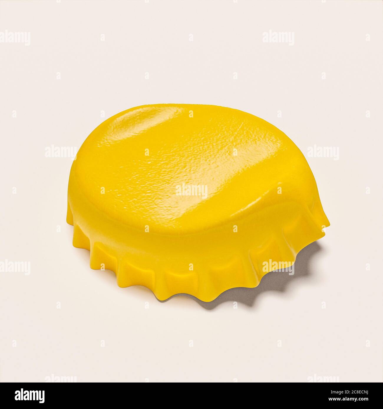 Yellow beer cap on white background. 3D illustration Stock Photo - Alamy